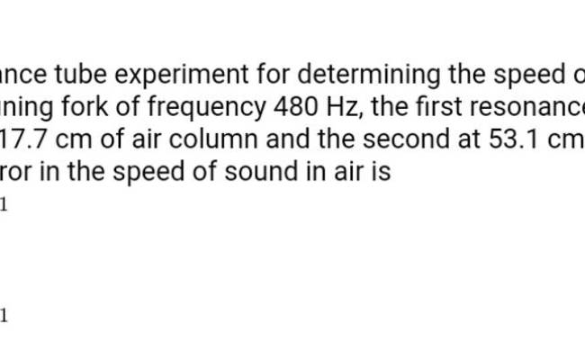 In The Resonance Tube Experiment For Determining The Speed Of Sound In Ai..