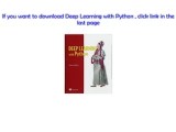 Pdf Deep Learning With Python Pdf