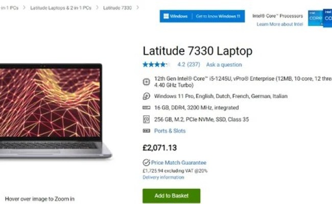 Dell Latitude 7330 Carbon Fibre,13.3 Inch,12th Gen I5,16GB RAM,5G Sim ...