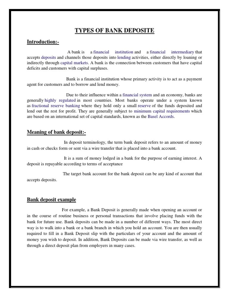 Types Of Bank Deposite | PDF | Transaction Account | Deposit Account
