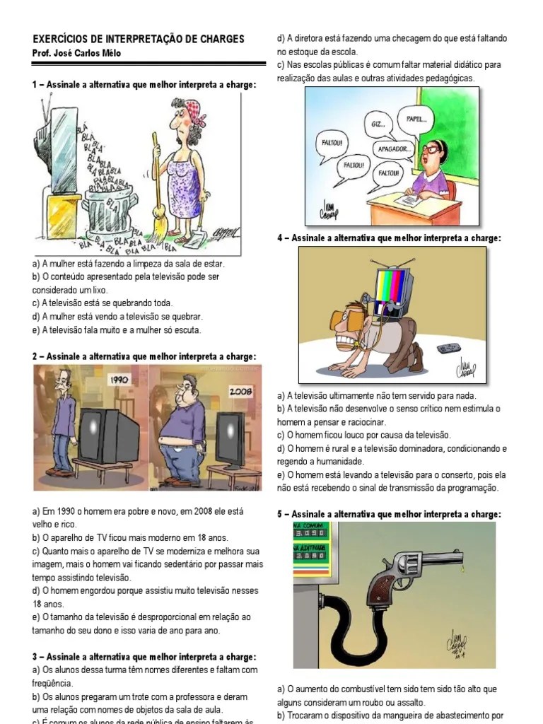 Exercícios De Interpretação De Charges | PDF
