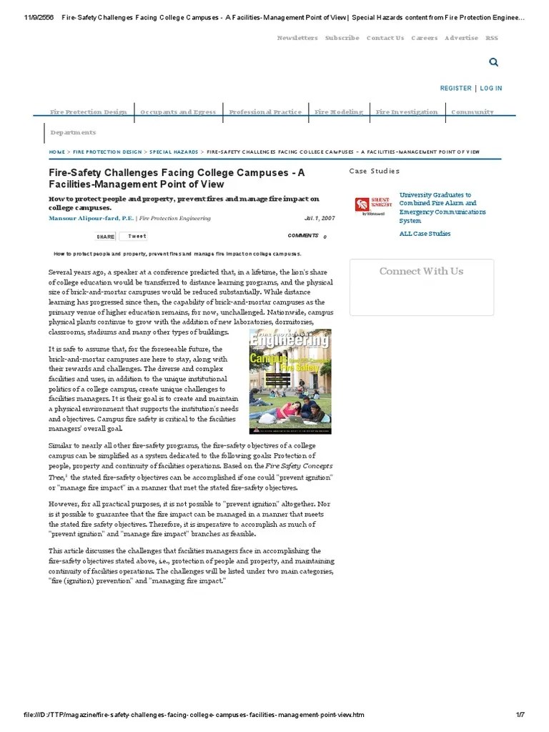 Fire-Safety Challenges Facing College Campuses | PDF | Fire Safety ...
