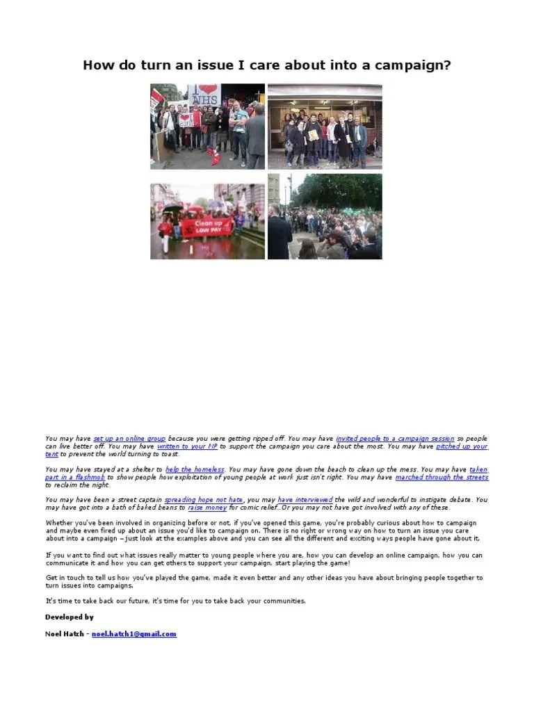 How Do Turn An Issue I Care About Into A Campaign? | PDF | Blog ...