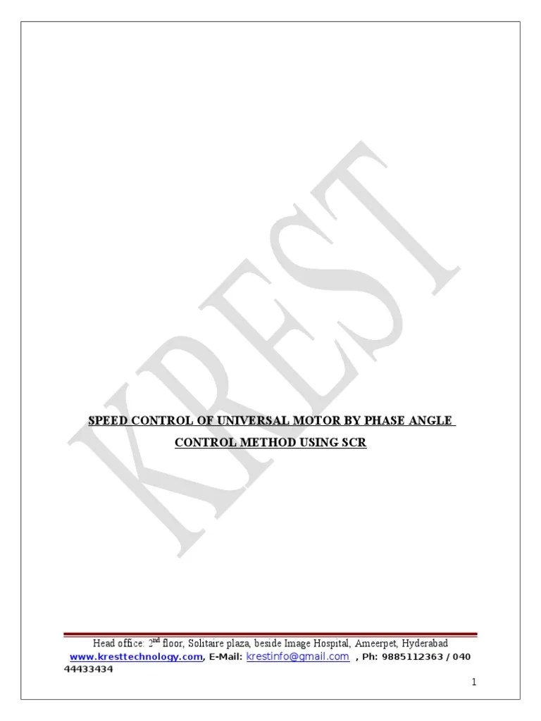 Speed Control Of Universal Motor By Using SCR | PDF | Electronic ...