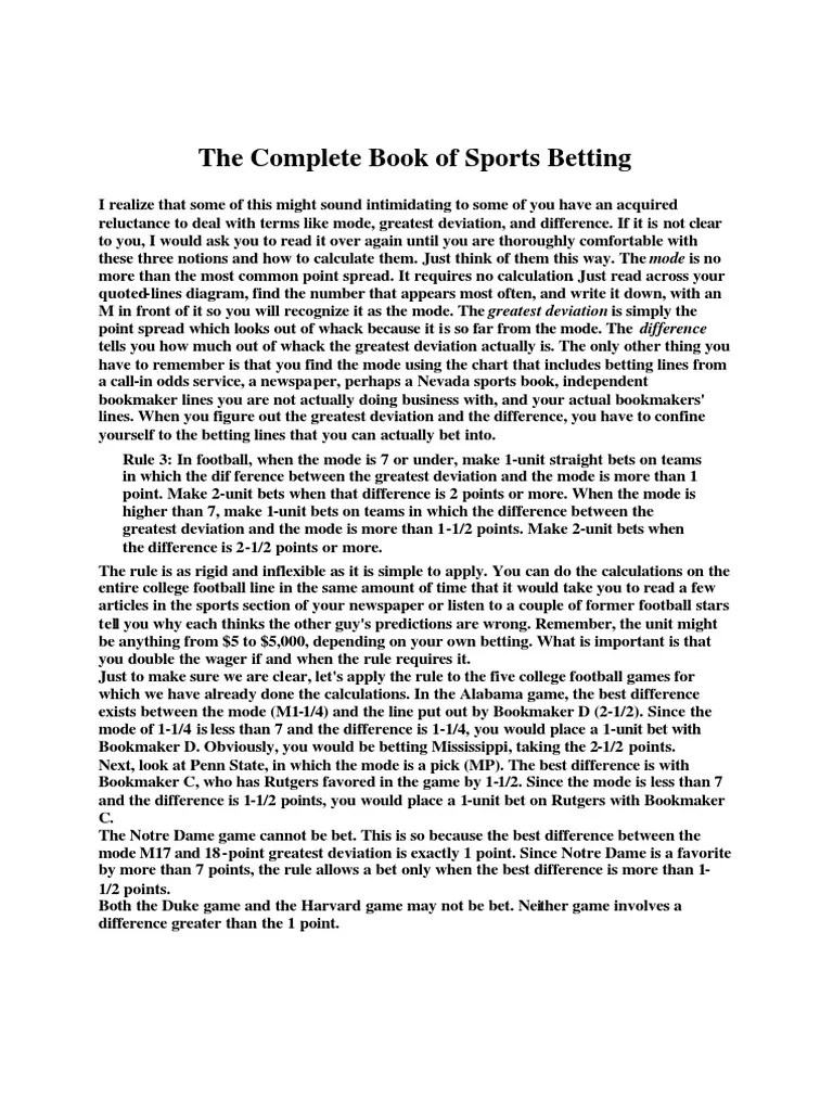 The Complete Book Of Sports Betting | PDF | Odds | Gambling