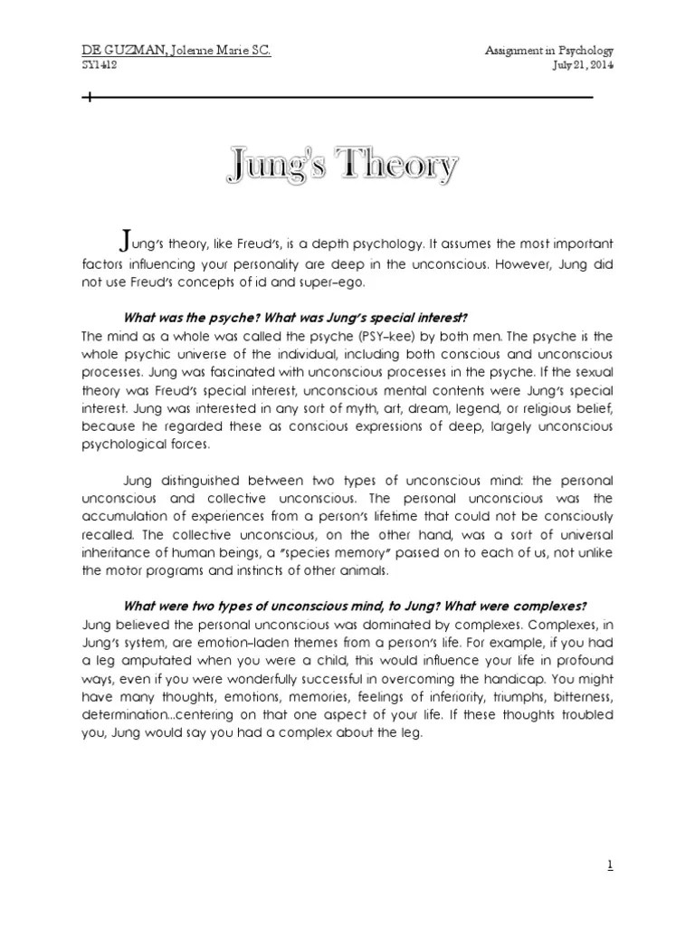 Jung's Theory | PDF | Unconscious Mind | Carl Jung