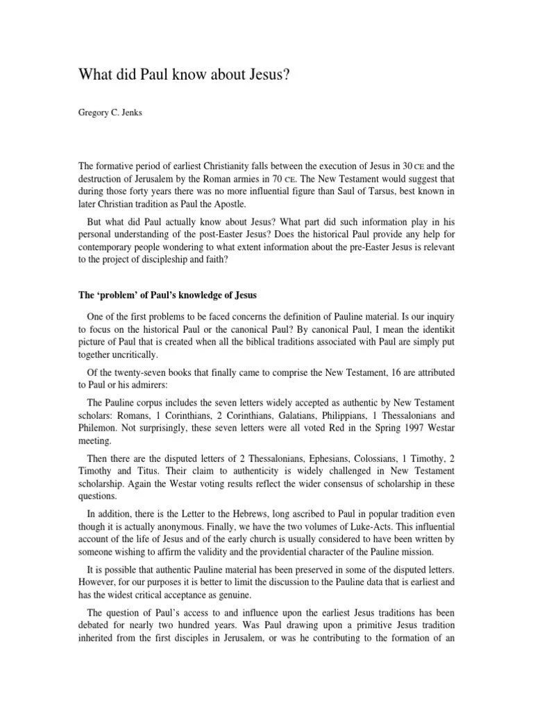 What Did Paul Know About Jesus | PDF