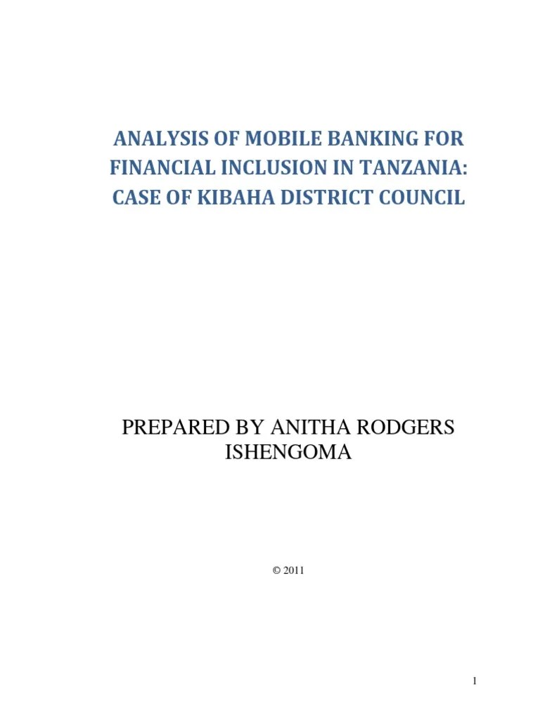 Analysis Of Mobile Banking For Financial Inclusion In Tanzania PDF ...