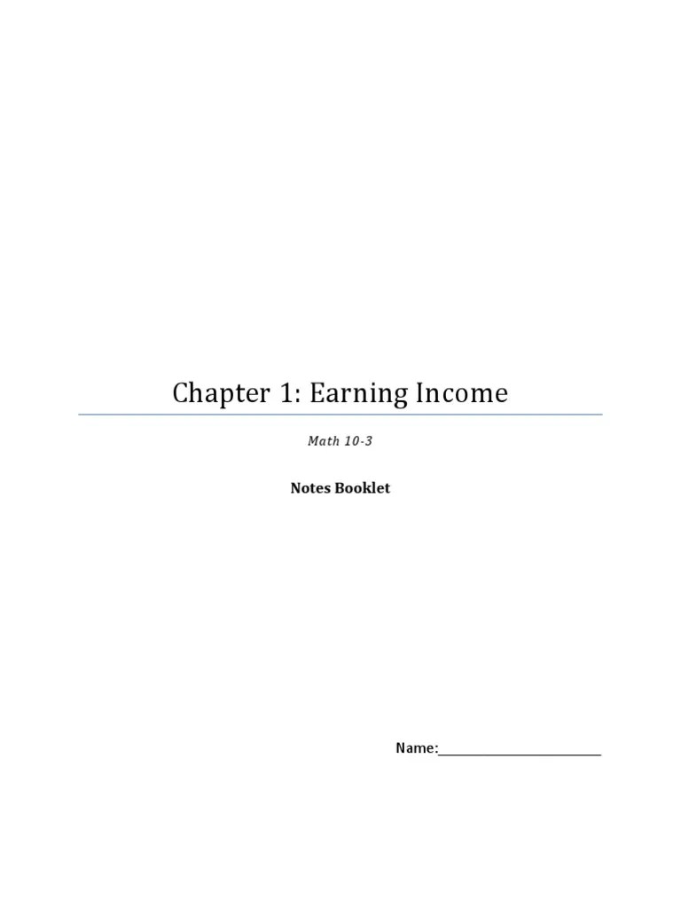 Chapter 1: Earning Income: Notes Booklet | PDF | Overtime | Net Income