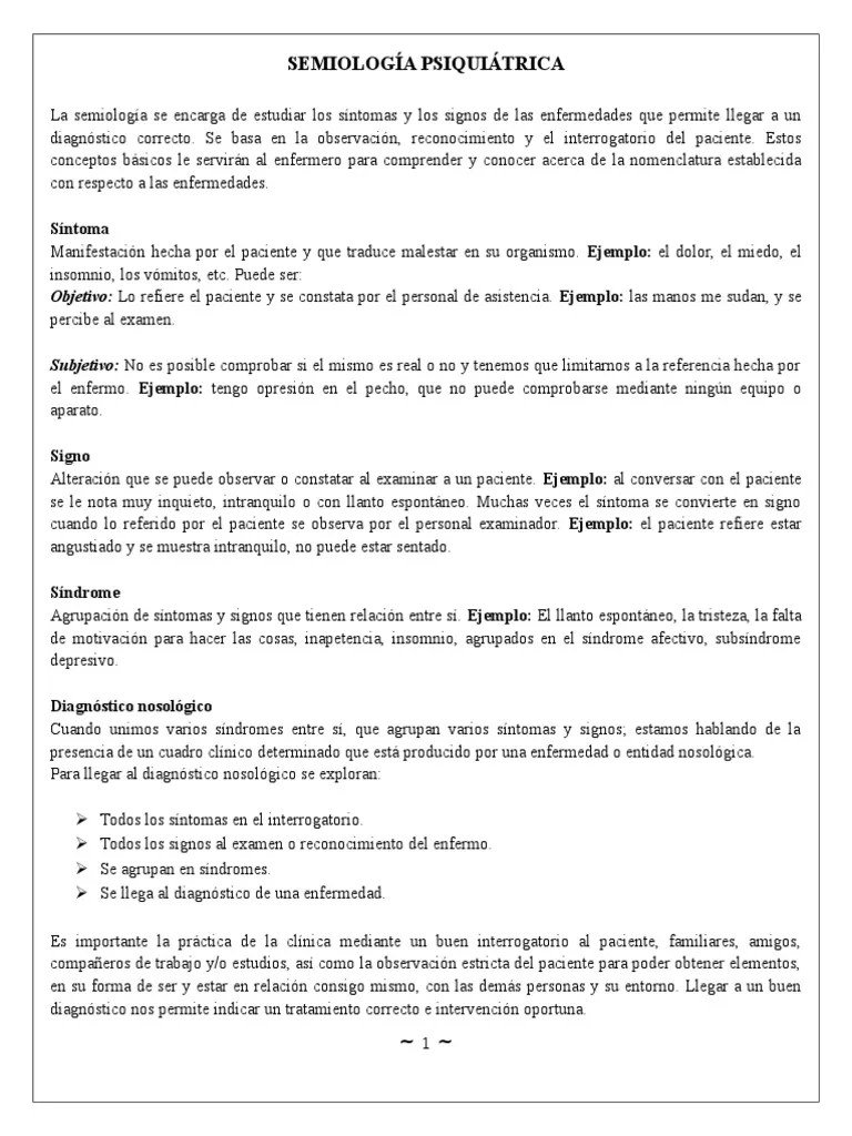 Semiología Psiquiátrica | PDF | Percepción | Memoria