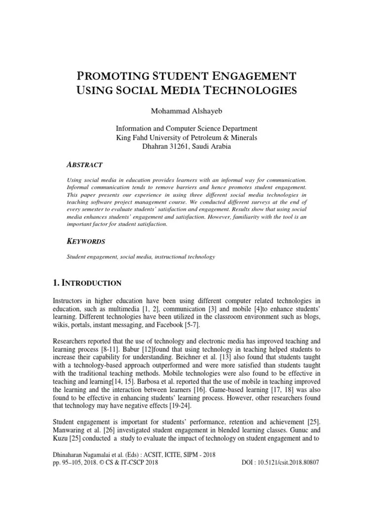 Promoting Student Engagement Using Social Media Technologies | PDF ...