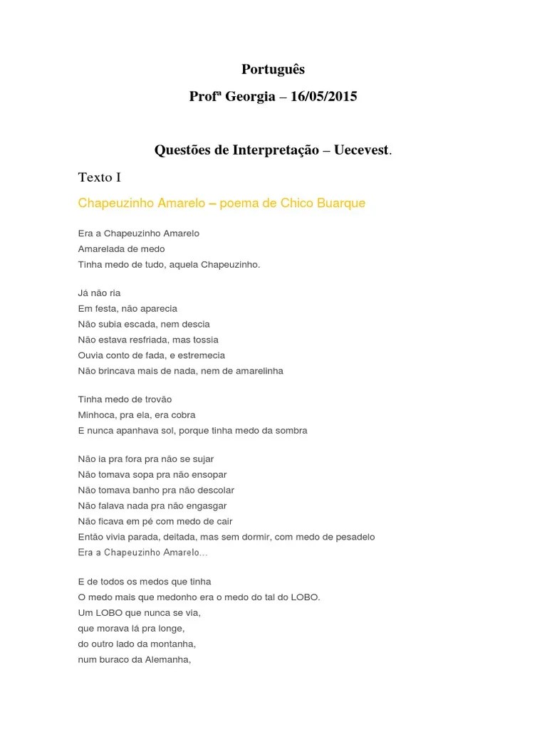 Avaliacao De Portugues 5º Ano | PDF | Chapeuzinho Vermelho | Amor