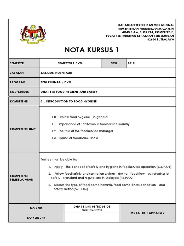 K1 Introduction To Food Hygiene | PDF | Foodborne Illness | Hygiene