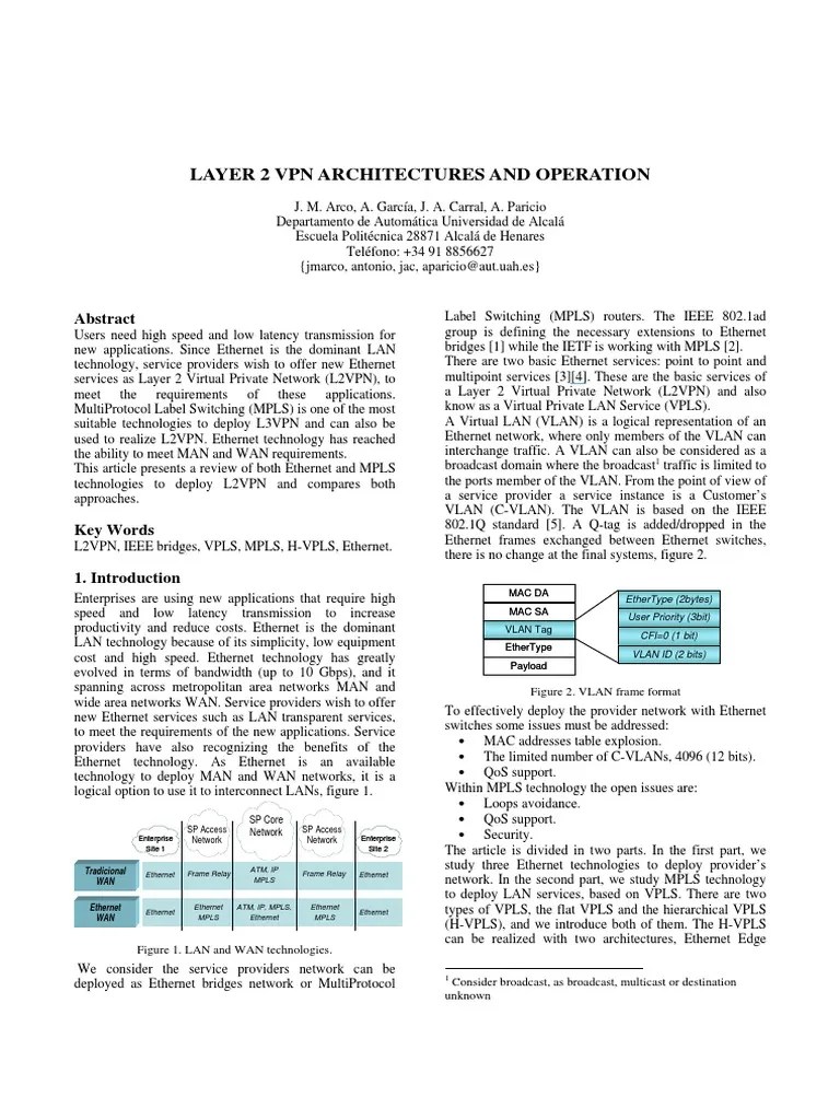 Layer 2 VPN Architectures And Operation | PDF | Multiprotocol Label ...