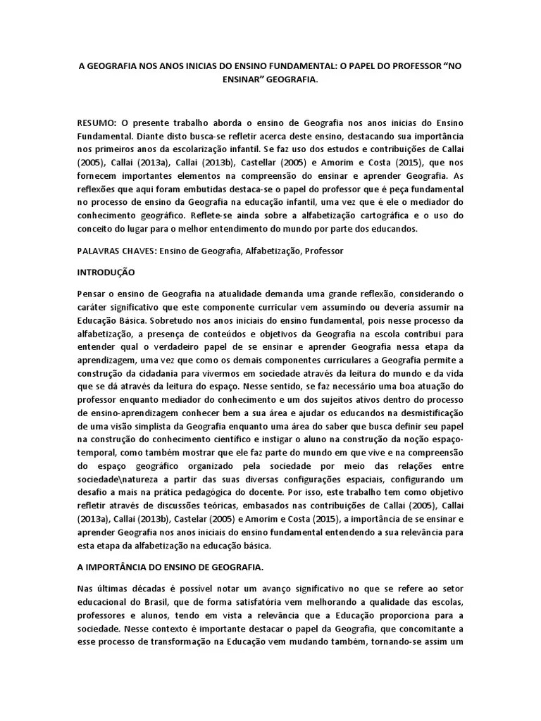 Geografia Nos Anos Iniciais Do Ensino Fundamental | PDF | Geografia ...