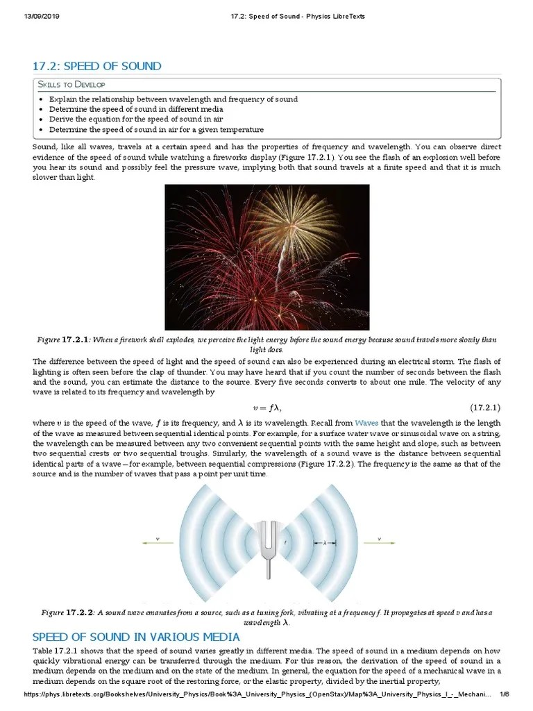 Speed Of Sound - Physics LibreTexts | PDF | Waves | Wavelength