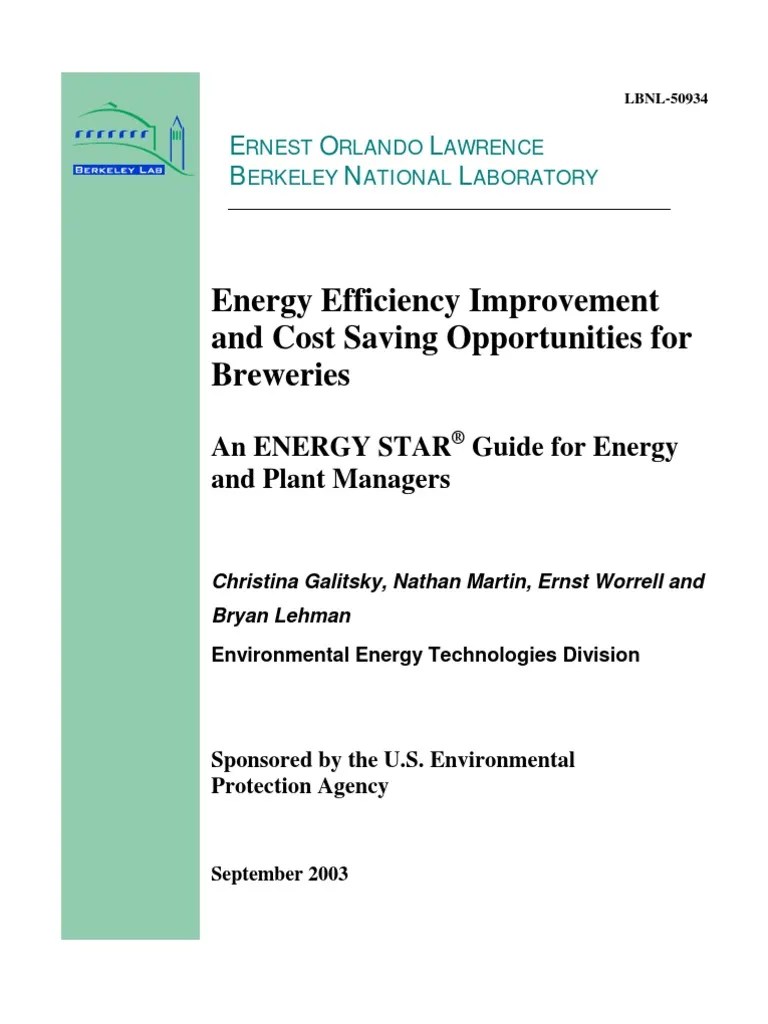 Energy Efficiency Improvement Breweries | PDF | Brewing | Beer