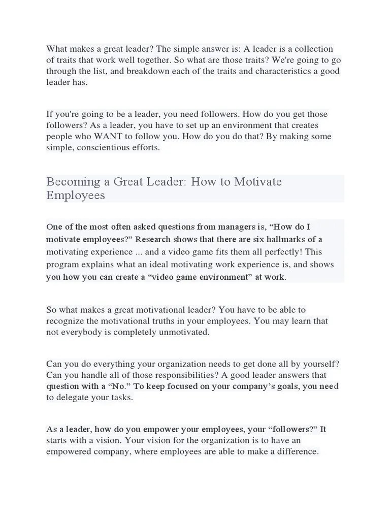 What Makes A Great Leader | PDF
