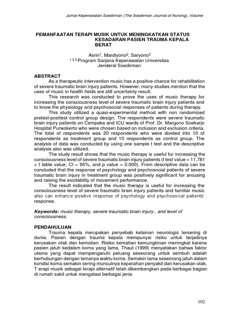 Jurnal Trauma Kepala | PDF | Traumatic Brain Injury | Psychosocial