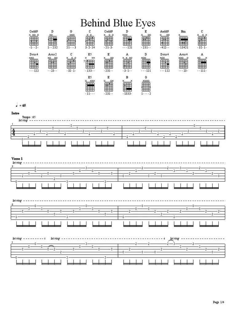 Behind Blue Eyes | PDF | Song Structure | Songs