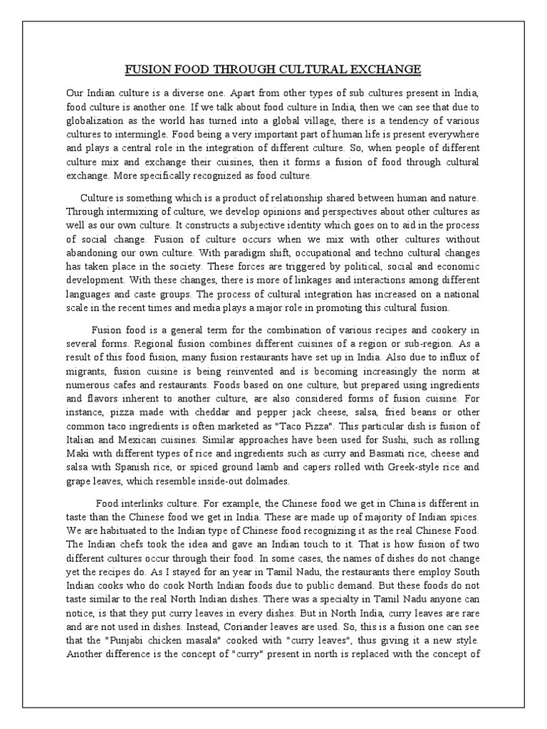 Fusion Food Through Cultural Exchange | PDF | Foods | Cuisine