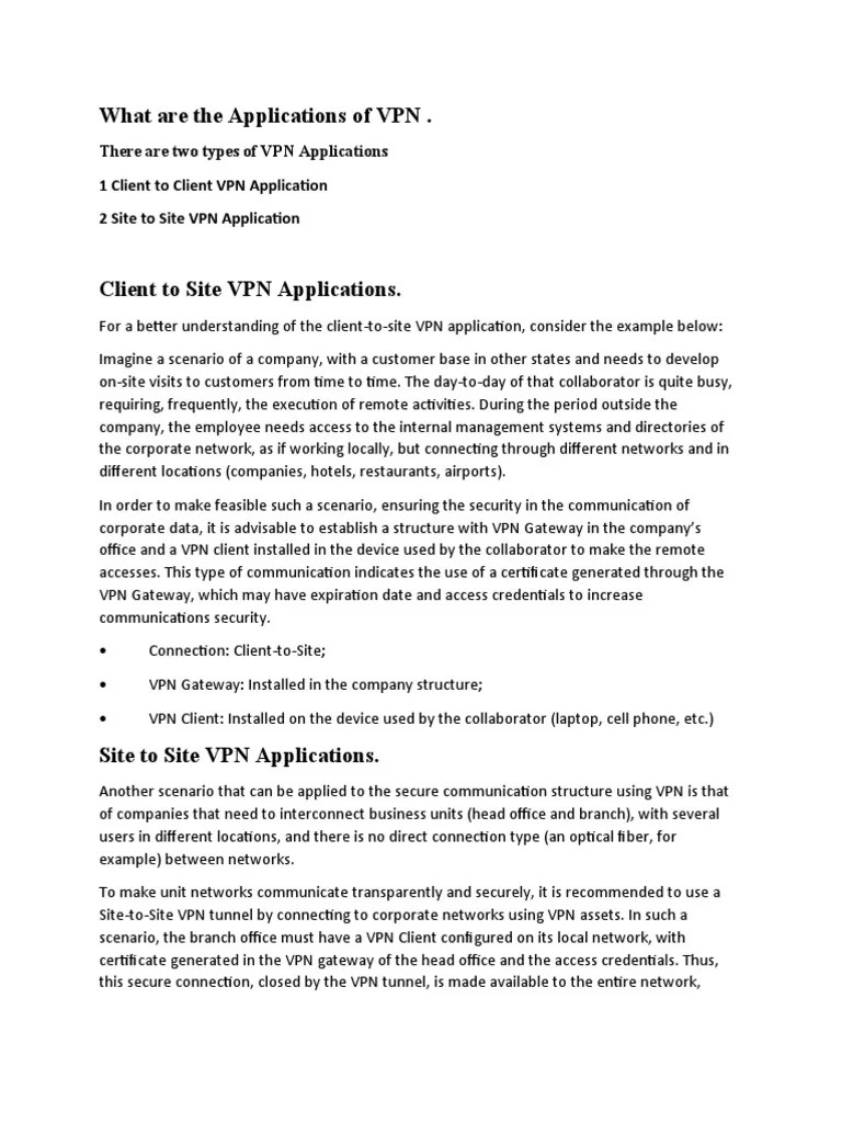 What Are The Applications Of VPN | Download Free PDF | Virtual Private ...