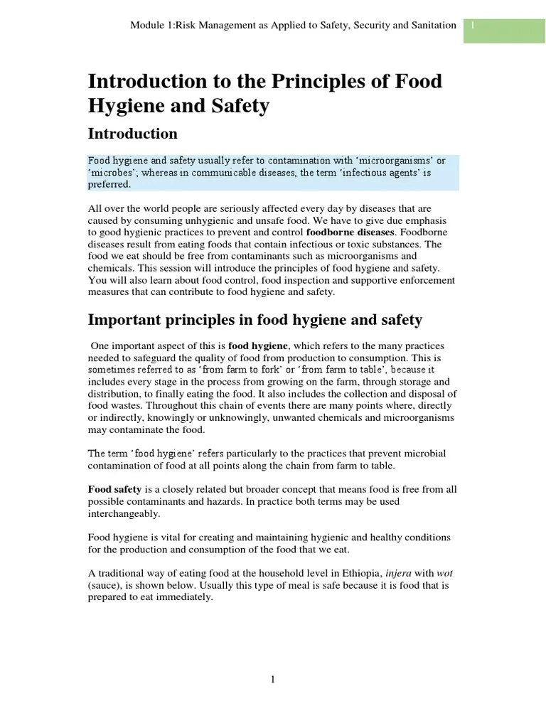Introduction To Food Safety | PDF | Food Safety | Hygiene