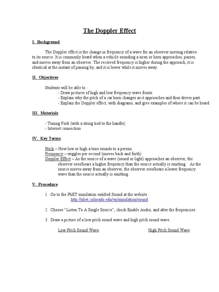 The Doppler Effect: I. Background | PDF | Doppler Effect | Pitch (Music)
