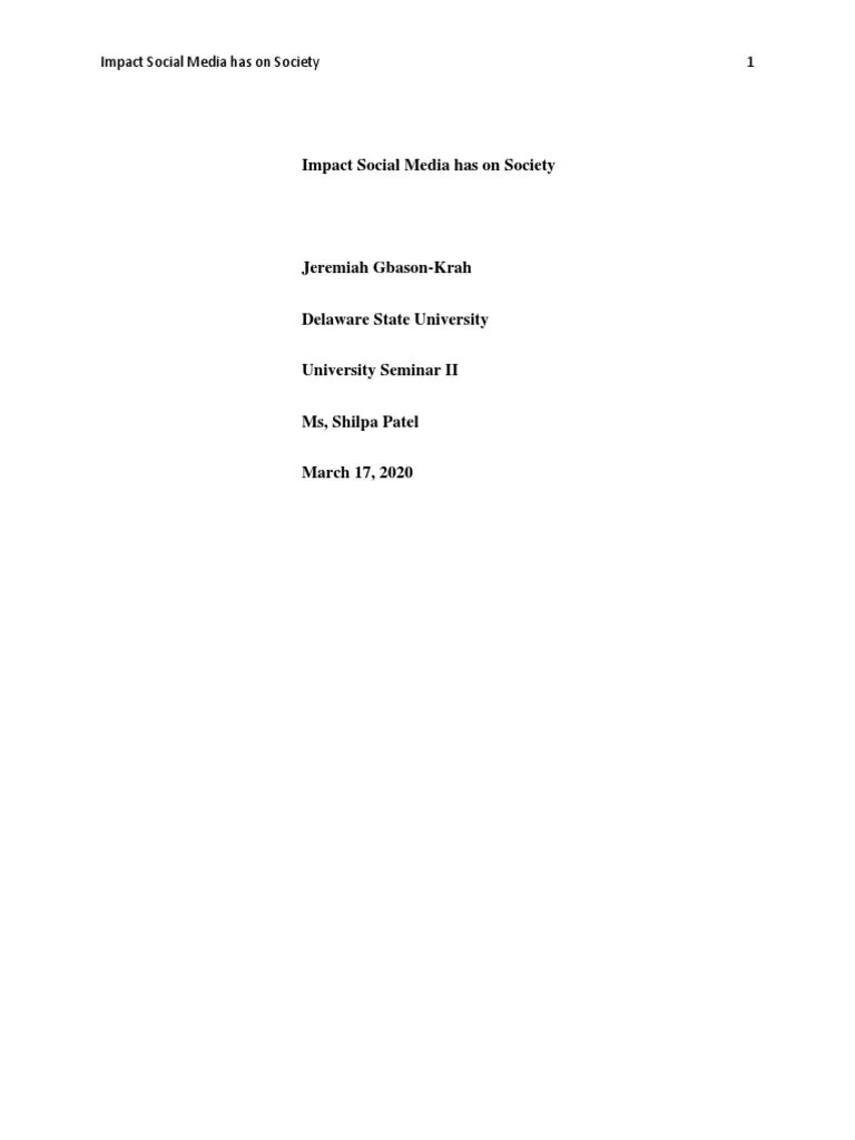 Impact Of Social Media On Society | PDF | Loneliness | Social Media