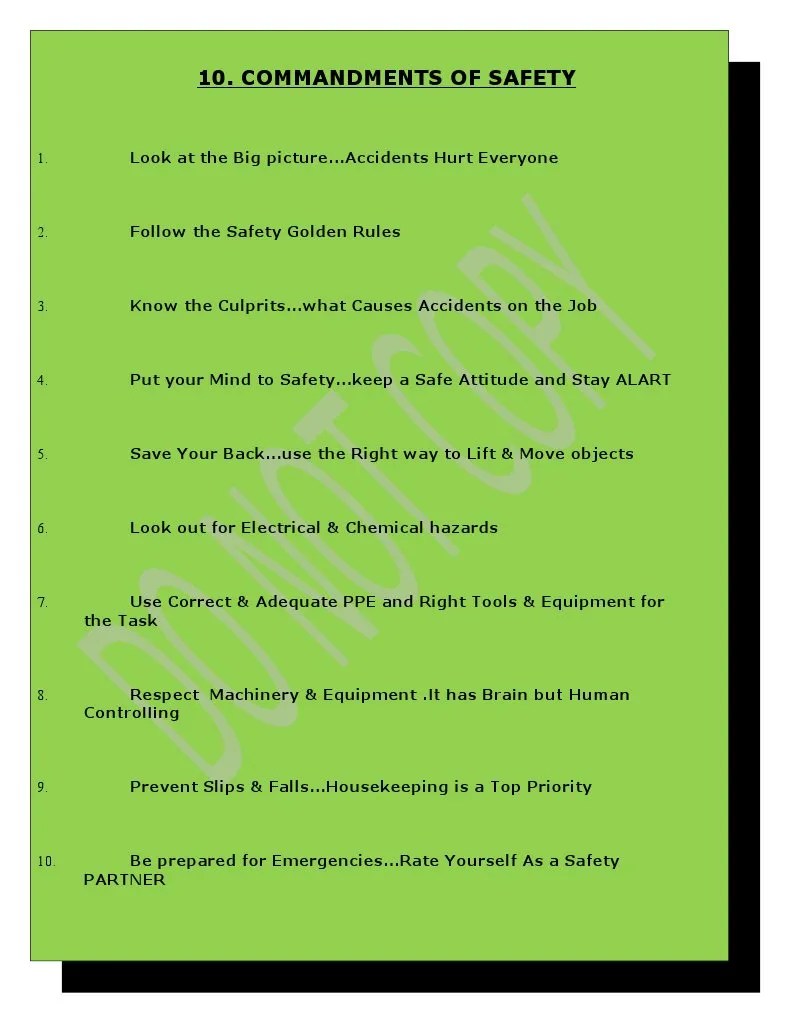10 Commandment Of Safety | PDF