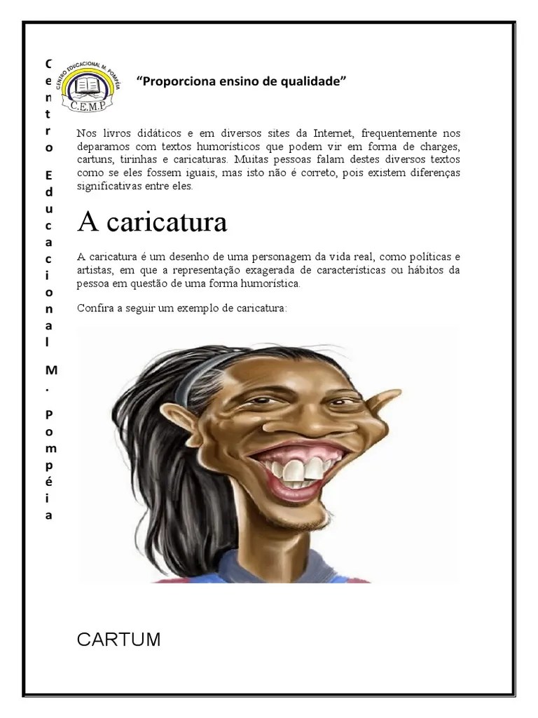 Diferenças Entre Caricatura, Charge E Cartum | PDF | Desenho | Caricatura
