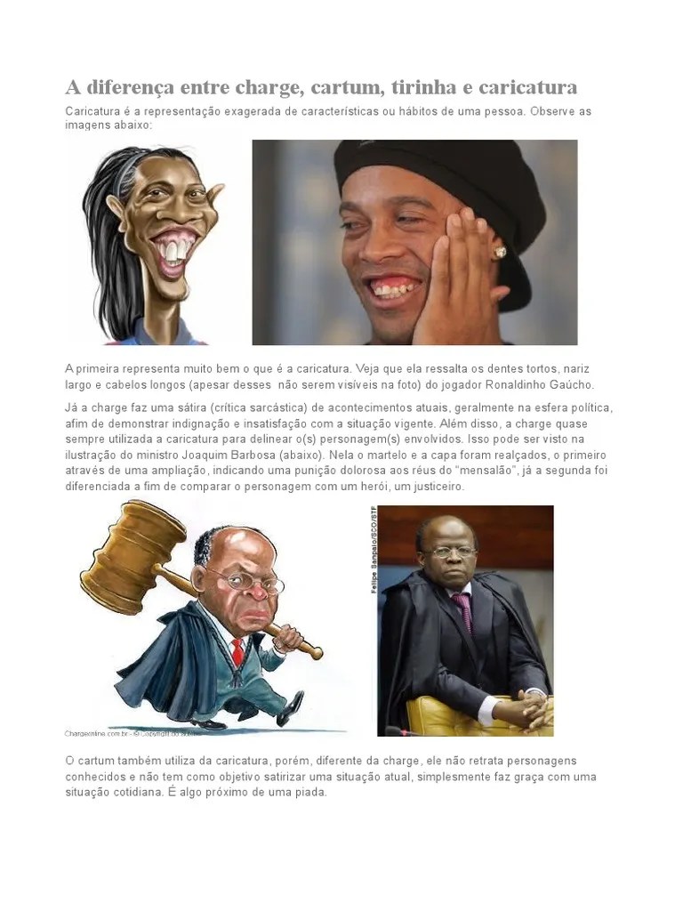 A Diferença Entre Charge, Cartum, Tirinha E Caricatura - Copia | PDF