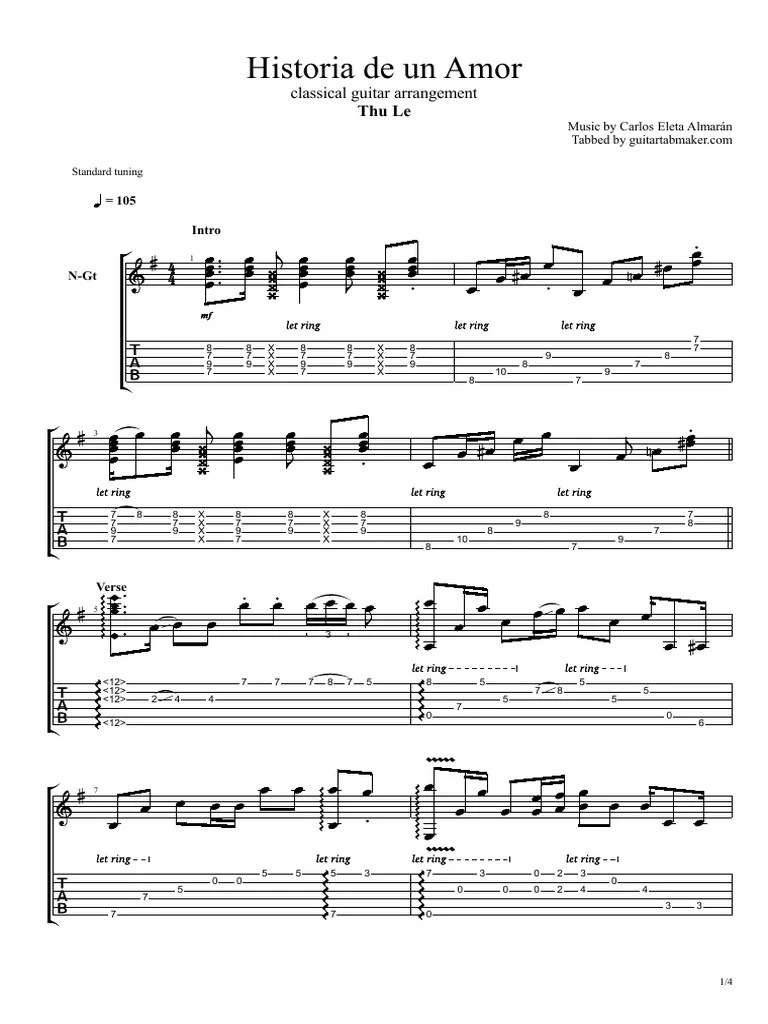 Historia De Un Amor Classical Guitar (Sample) | PDF | Songs | Musical ...