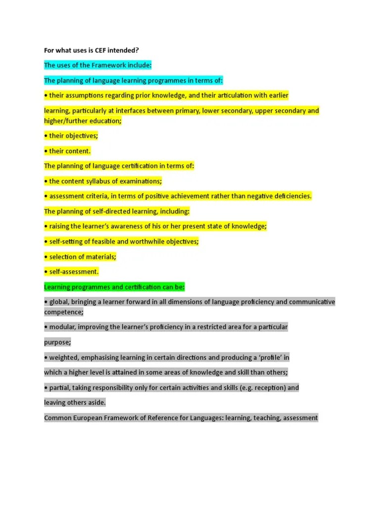 For What Uses Is CEF Intended? | PDF | Learning | Educational Assessment