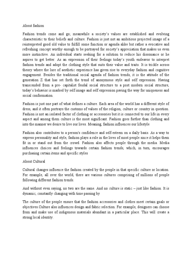 The Impact And Significance Of Fashion Trends On Culture And The ...