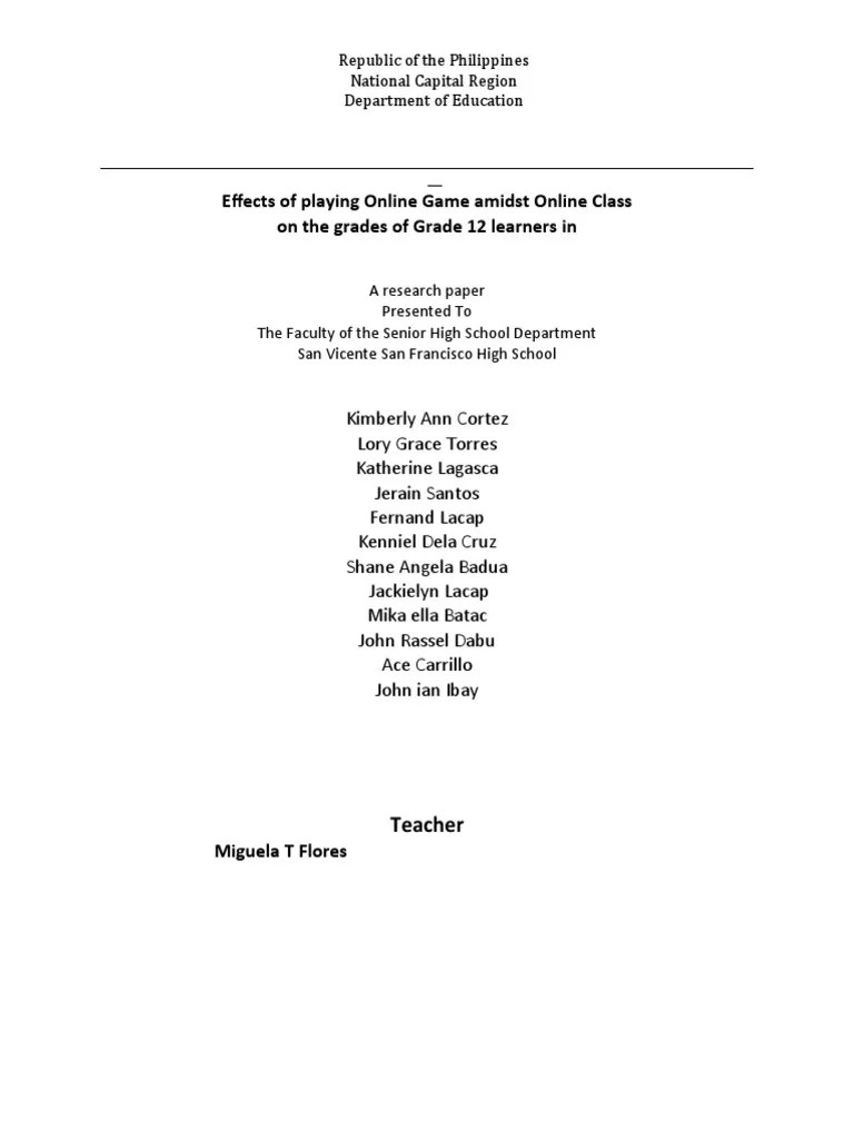 Effects Of Playing Online Game Amidst Online Class On The Grades Of ...