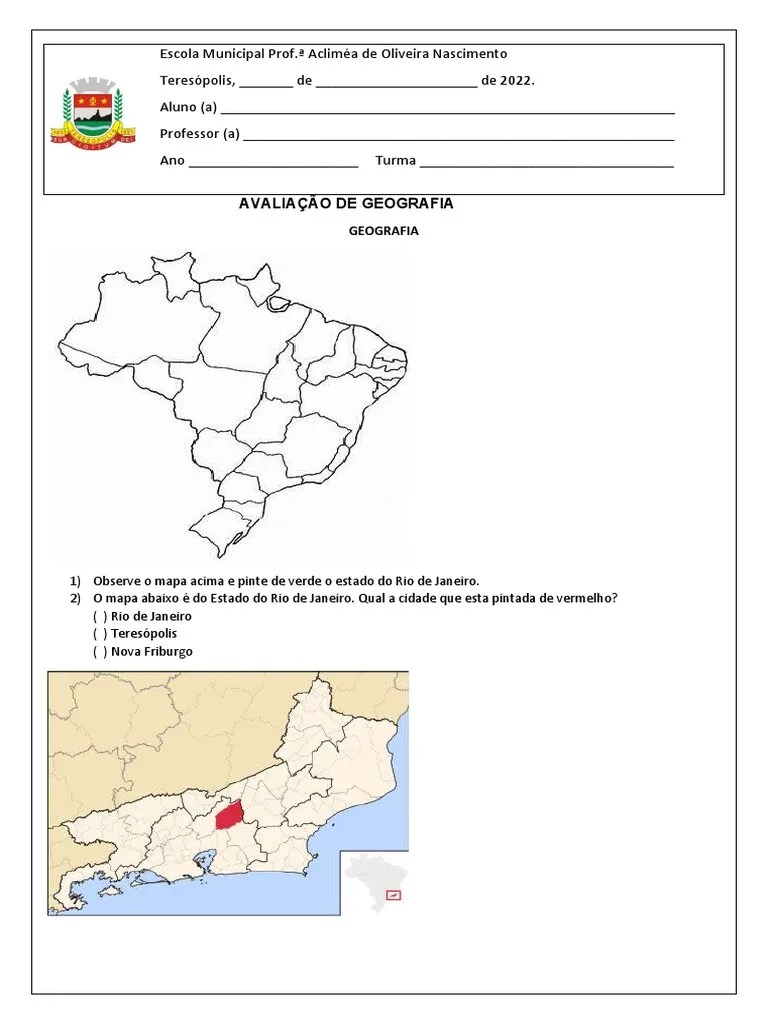 Avaliação De Geografia | PDF | Natureza | Geografia Física