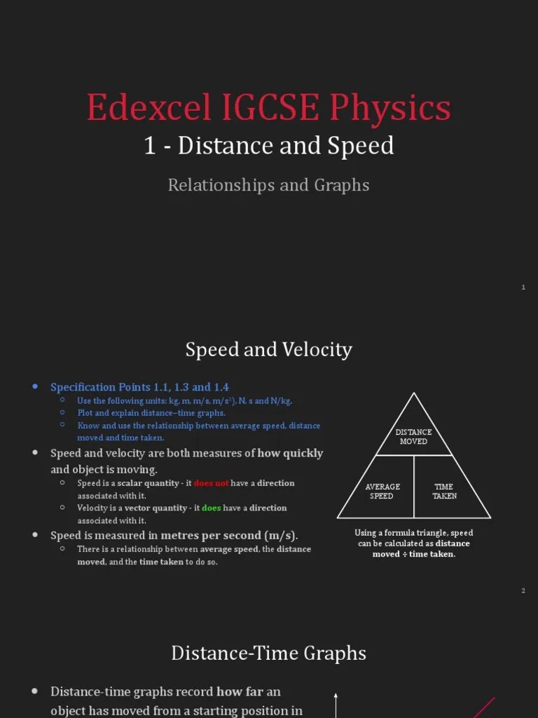 IGCSE Physics Lecture 1 - Distance And Speed | PDF | Speed | Velocity