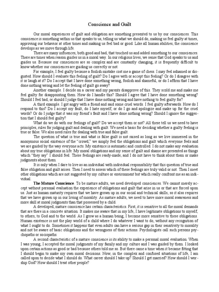 Conscience And Guilt | PDF | Guilt (Emotion) | Conscience