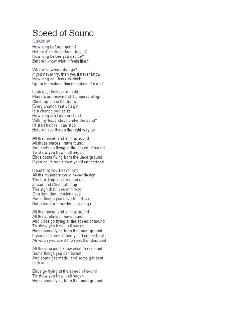 Coldplay - Speed Of Sound | PDF