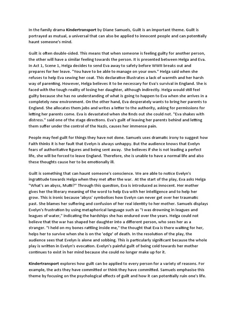 Guilt In Kindertransport | Download Free PDF | Guilt (Emotion) | Thought