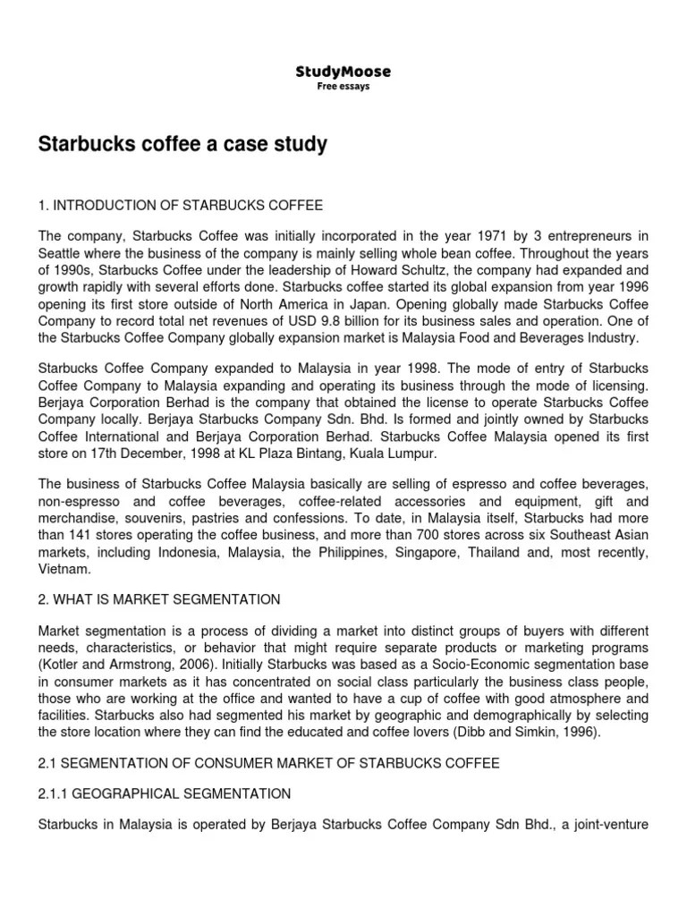 Starbucks Coffee A Case Study | PDF | Marketing | Starbucks