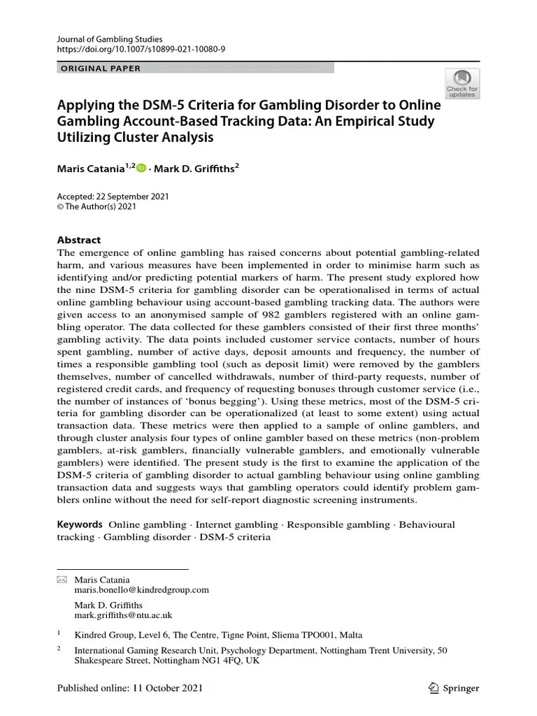Applying The DSM 5 Criteria For Gambling Disorder To Online Gambling ...