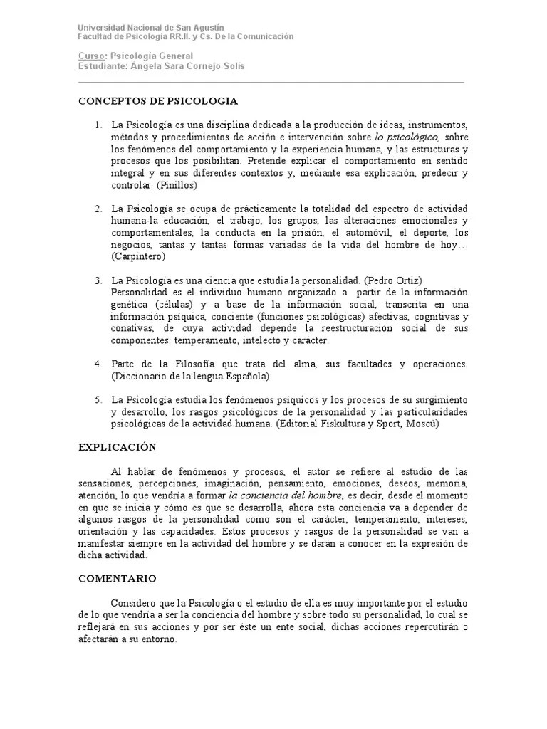 Conceptos De Psicologia | PDF | Sicología | Psicología Cognitiva