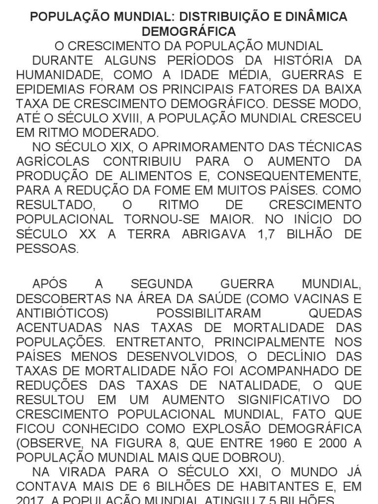 População Mundial E Seu Crescimento - Ampliado | PDF | Crescimento ...