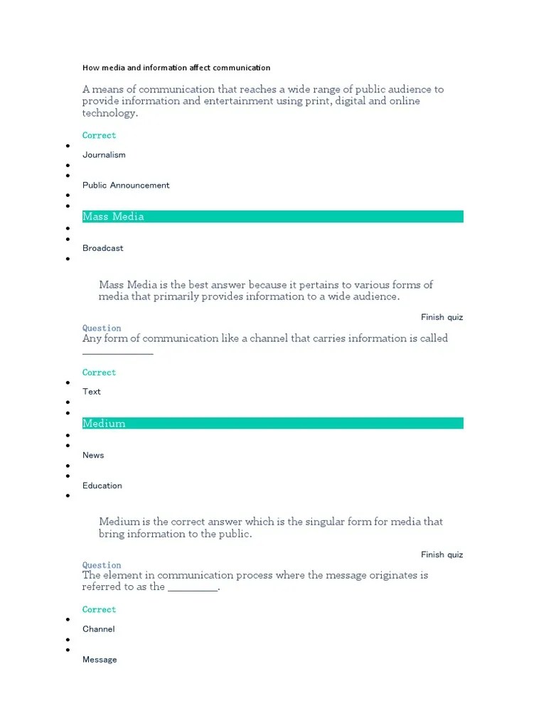 How Media And Information Affect Communication | PDF | Communication ...
