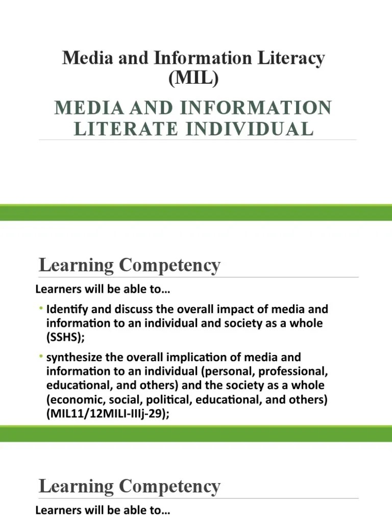 10.0 Media And Information Literate Individual | PDF | Human ...