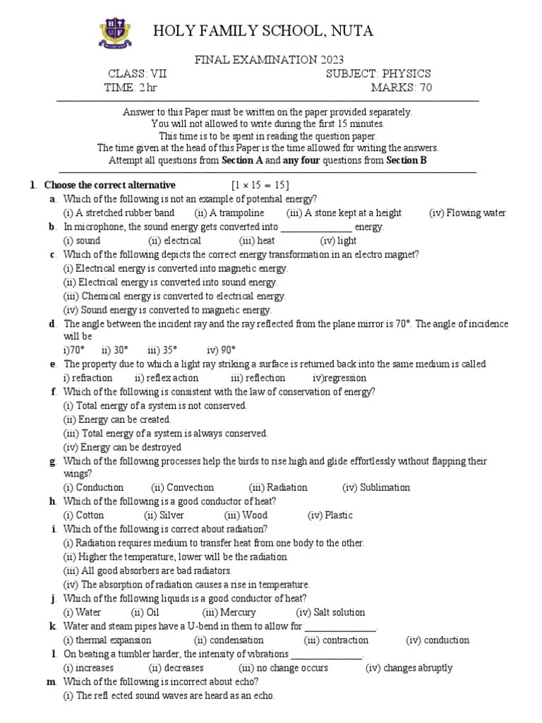 Class 7 Physics | PDF | Sound | Thermal Conduction