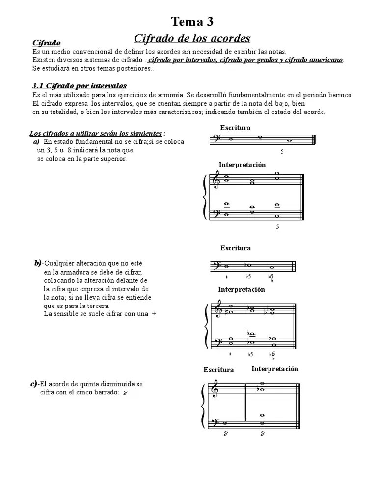 Tema 3 Cifrado De Acordes. | PDF | Acorde (Música) | Armonía
