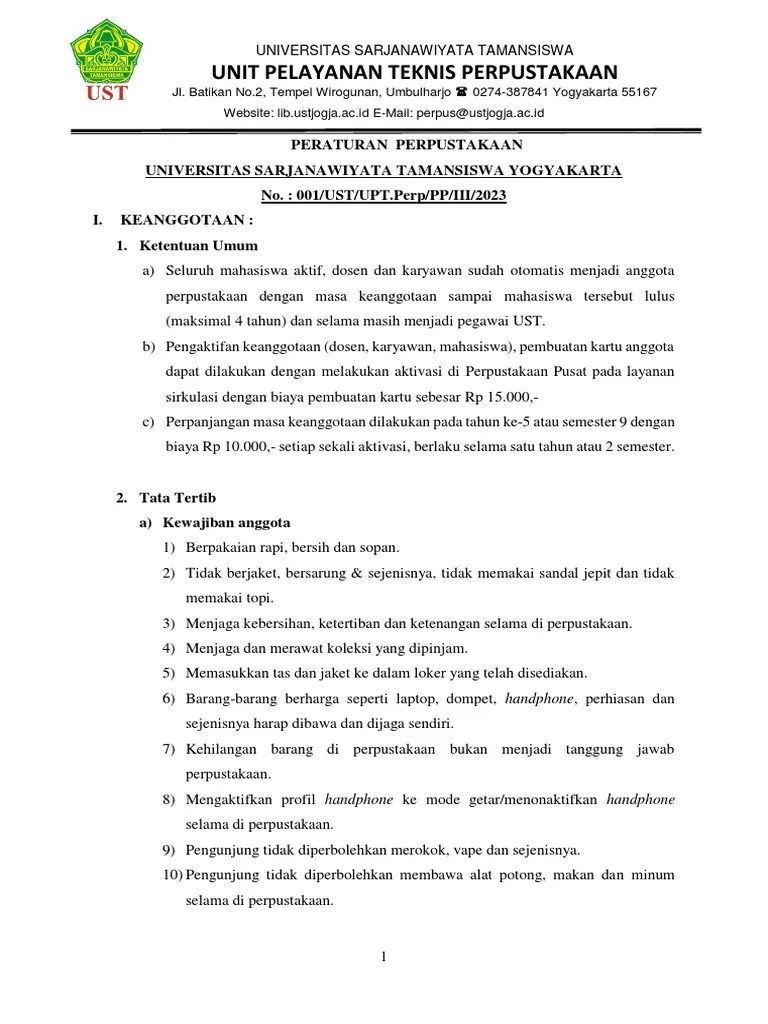 Peraturan Perpustakaan 2023 | PDF